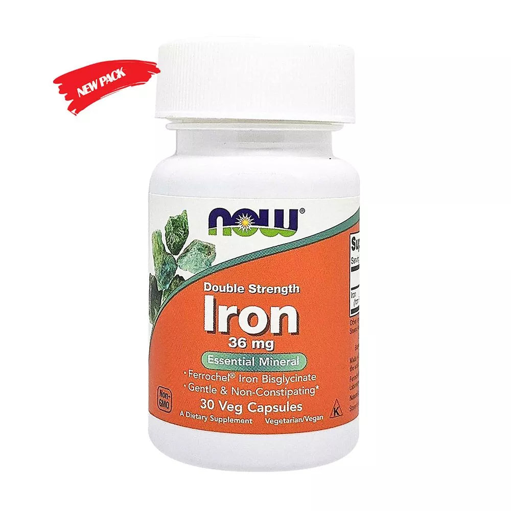 NOW Foods, Iron, Double Strength, 36 mg, 30s Veg Capsules – Med7 Online